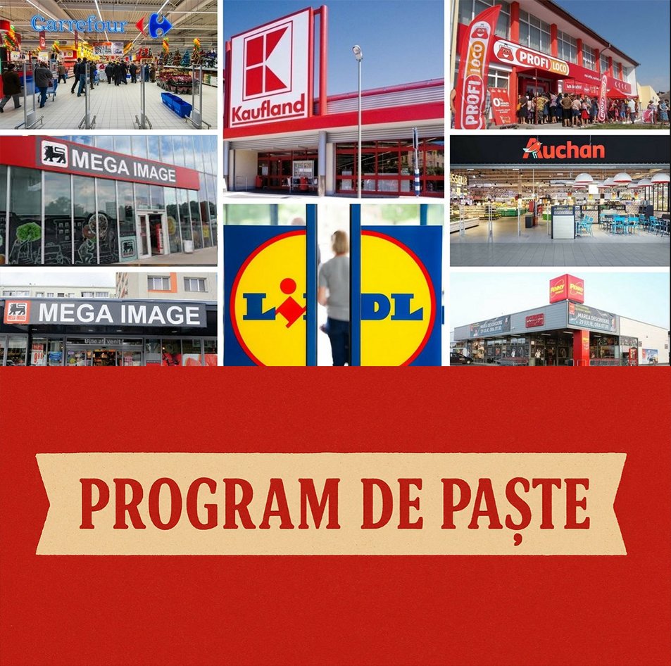 Program supermarketuri de Paste 2025. Ce orar au Lidl, Kaufland, Carrefour, Penny, Mega Image ...